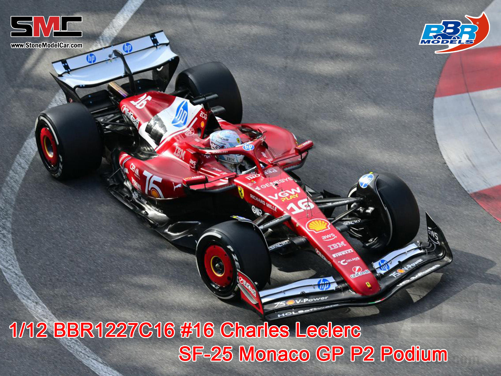 [Pre-Order] Ferrari F1 SF-25 #16 Charles Leclerc Monaco GP 2025 Shell – Stone Model
