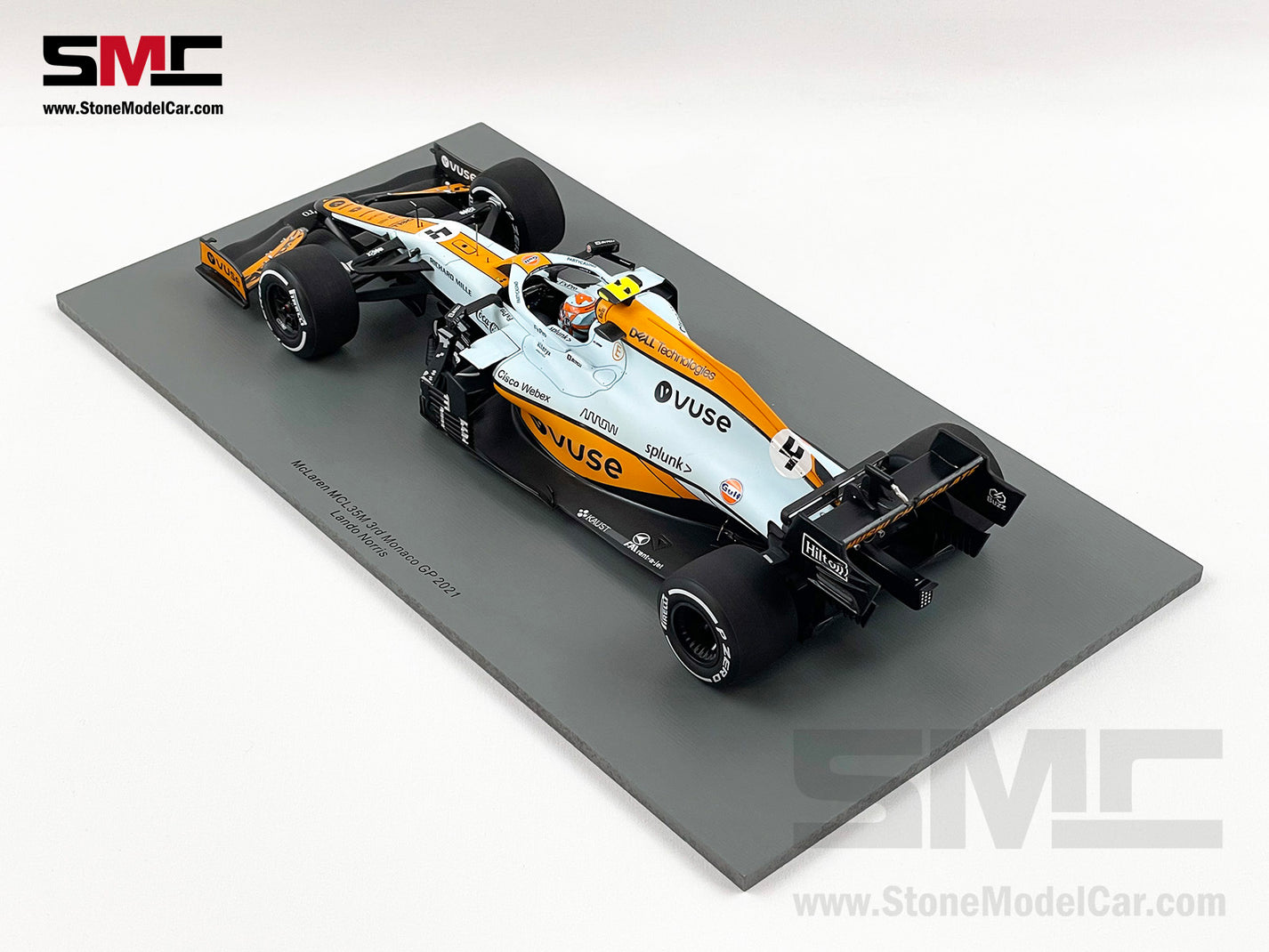 2021 Spark 1:18 Mclaren F1 MCL35M #4 Lando Norris Monaco GP Podium Gul – Stone Model