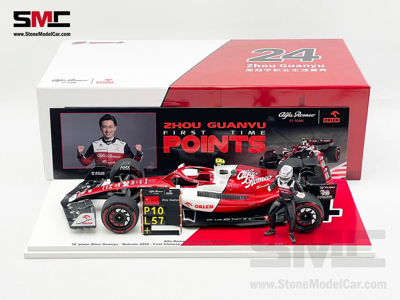 2022 Alfa Romeo Sauber F1 C42 #24 Zhou Guanyu Bahrain GP 10th 1st Poin – Stone Model