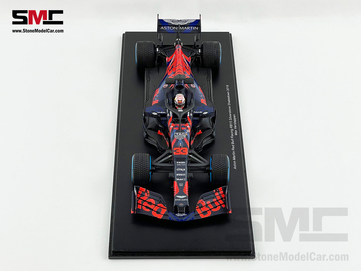 1:18 Spark Red Bull F1 RB15 33 Max Verstappen Silverstone Circuit Shak ...