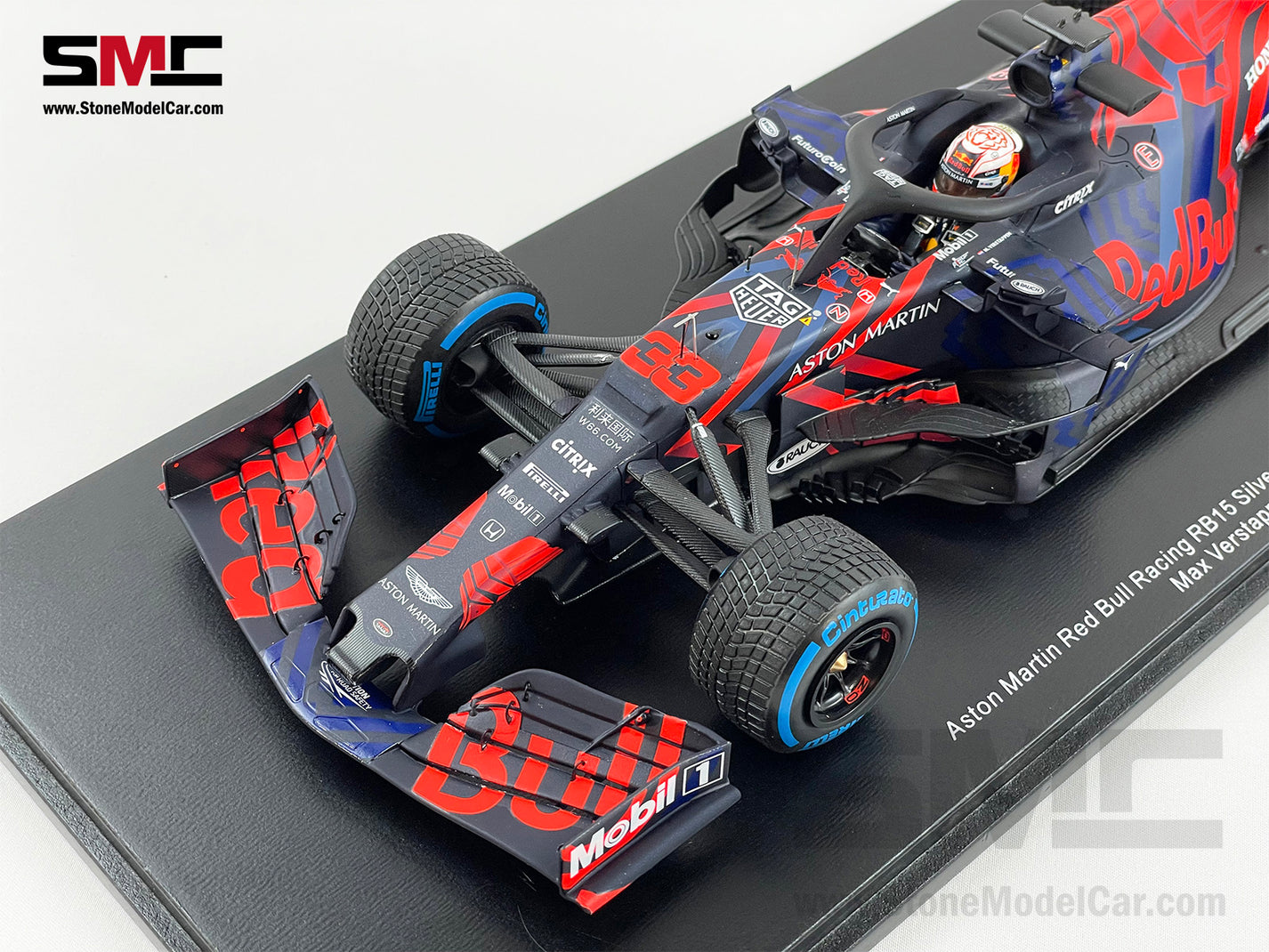 1:18 Spark Red Bull F1 RB15 33 Max Verstappen Silverstone Circuit Shak ...