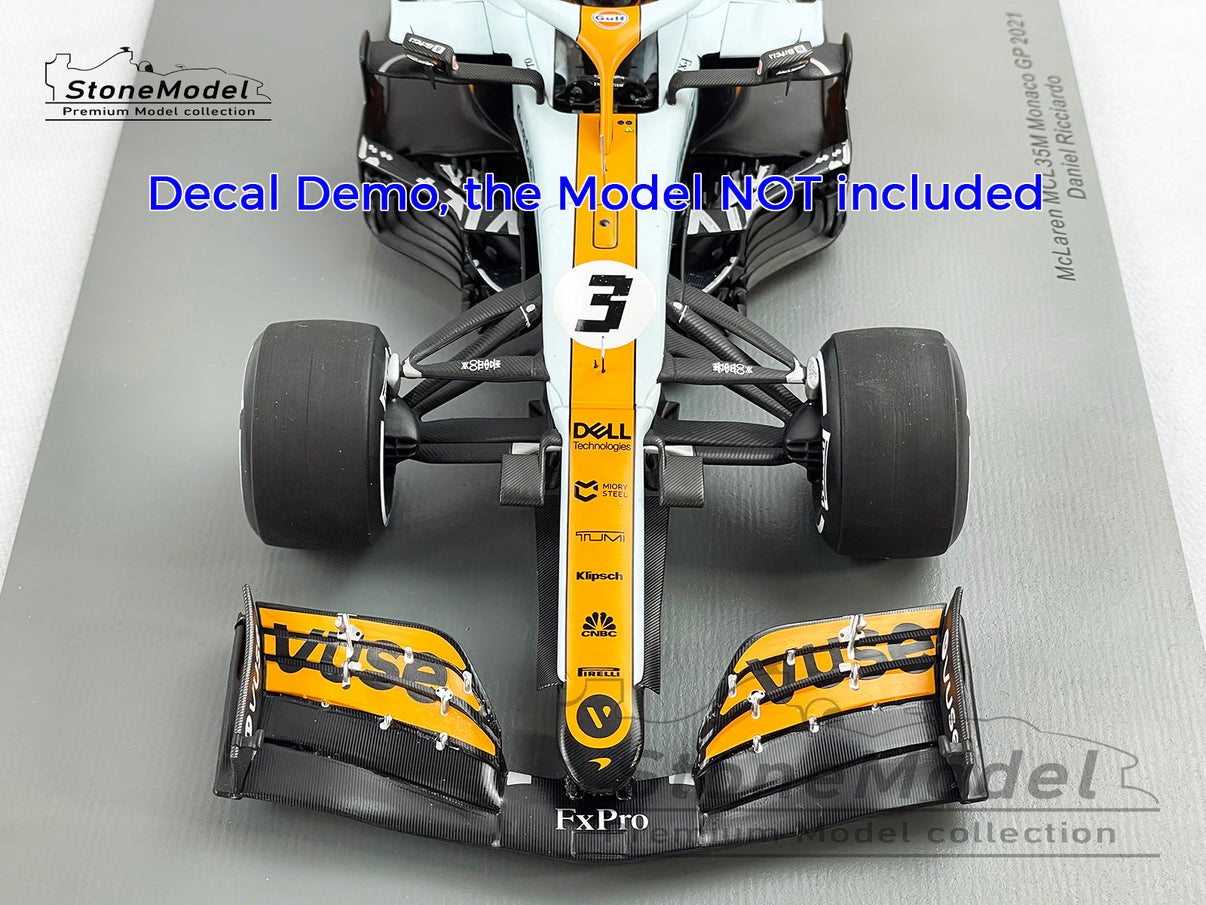 Decal for 1:18 Gulf Livery Mclaren F1 MCL35M Monaco GP 2021 MINICHAMPS ...